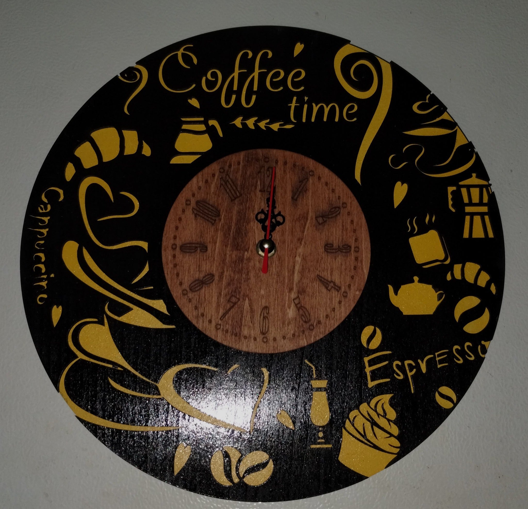 "Coffee Time" wall clock Laser Cut "Cafe Style" – Wood & Wild